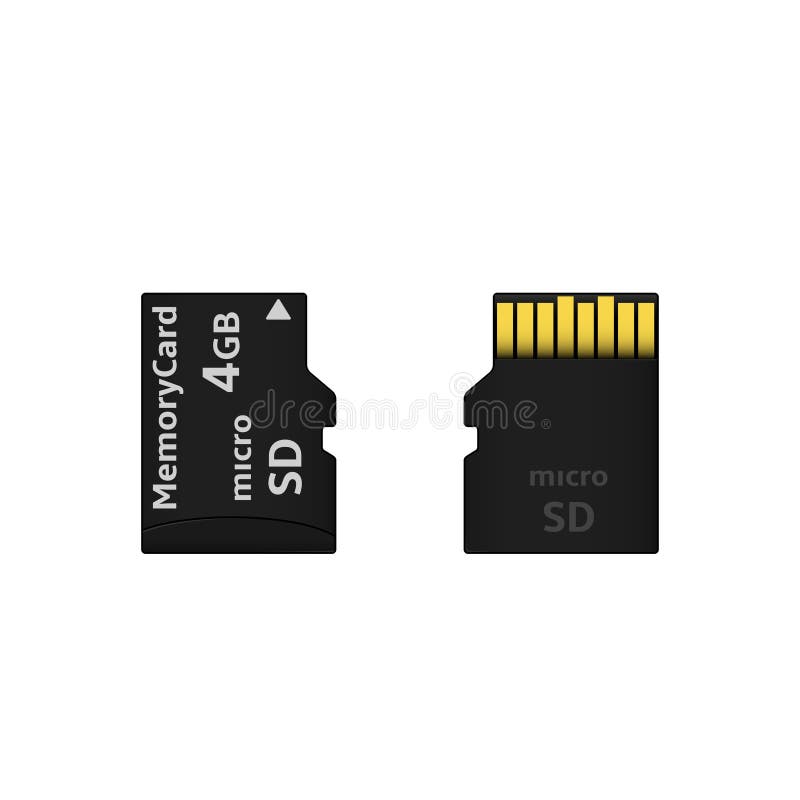 Micro Sd Memory Card from Both Sides Stock Vector - Illustration of ...