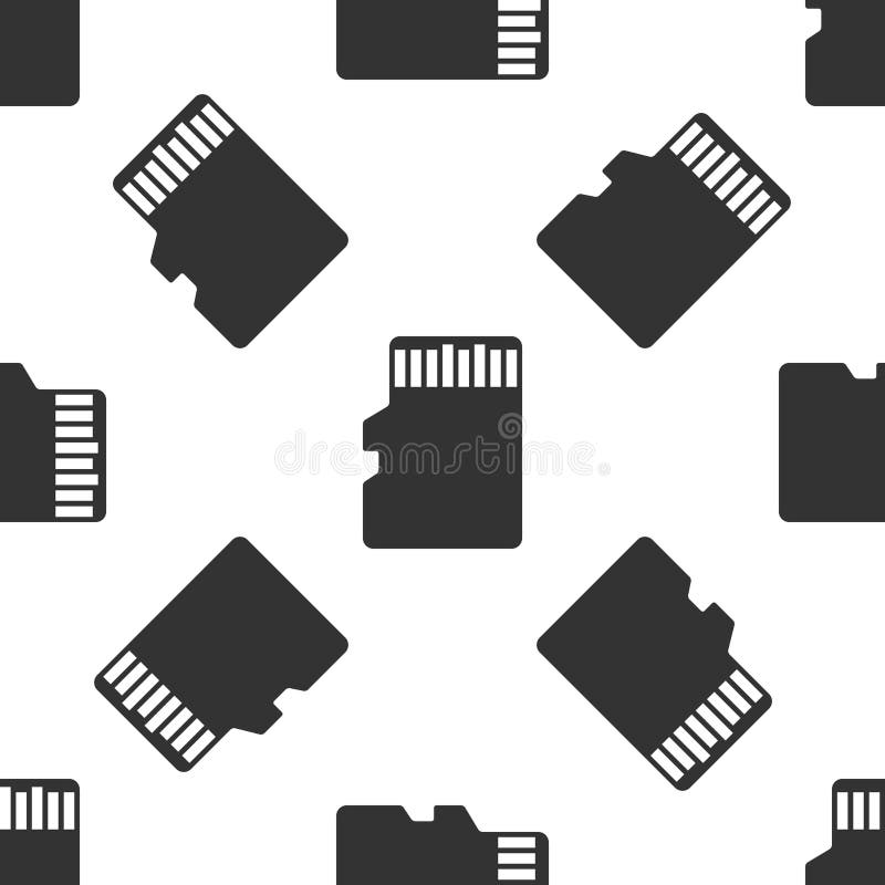 Micro SD Memory Card Icon Seamless Pattern on White Background. Stock ...