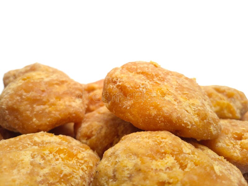 Micro Shot of Jaggery or Gur Pieces on White Background. Organic Brown ...