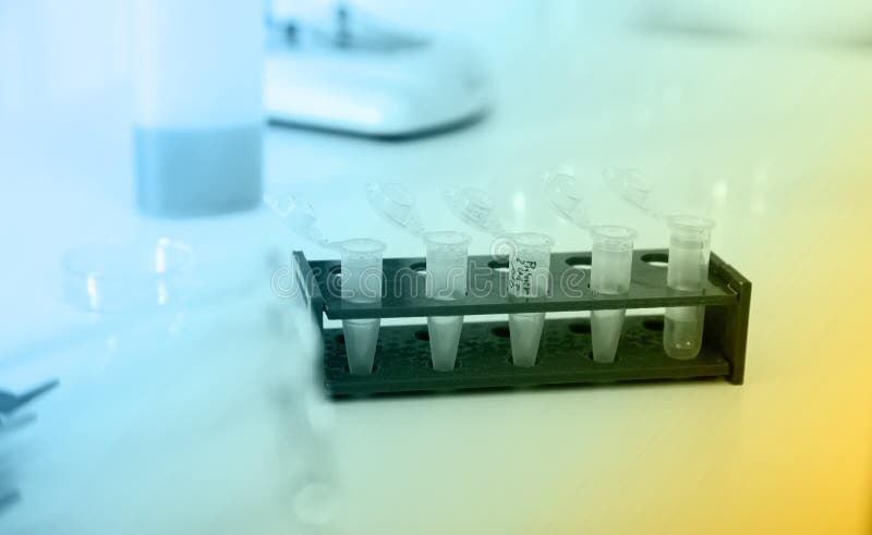 Micro Tubes with Biological Samples in Laboratory Stock Image - Image ...