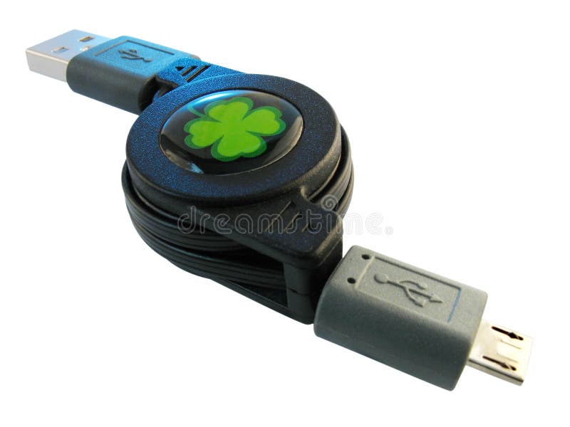 Micro-USB Cable with Lucky Clover Stock Image - Image of tech, clover ...