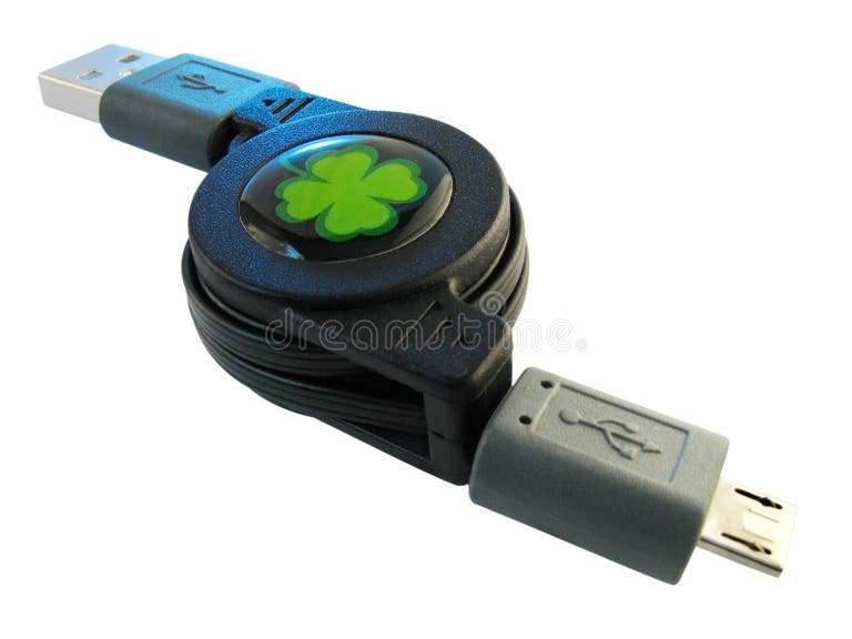 Micro-USB Cable with Lucky Clover Stock Image - Image of tech, clover ...