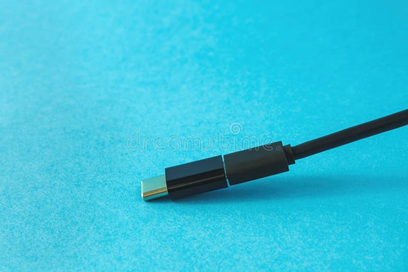 Micro USB Cable with Small Adapter To Type C on Blue Background Stock ...