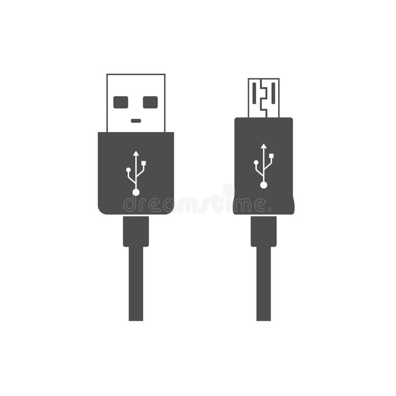 Micro USB Cables Icon. Connectors, Sockets for PC and Mobile. Stock ...