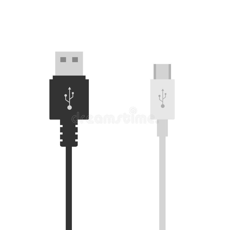 Micro USB Cables Isolated on White Background. Stock Vector ...