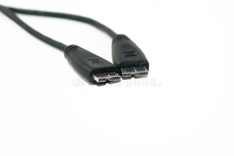 Micro USB 3 Data Cable Isolate Stock Image - Image of type, computer ...