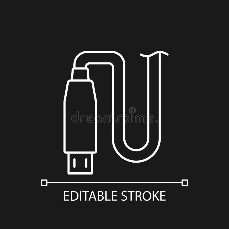 Micro USB Output White Linear Manual Label Icon for Dark Theme Stock ...