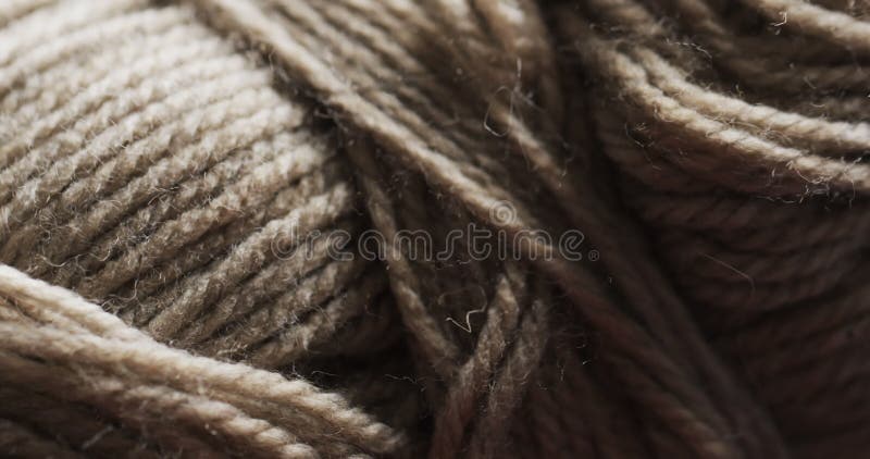 Micro Video of Close Up of Brown Wool Thread with Copy Space Stock ...