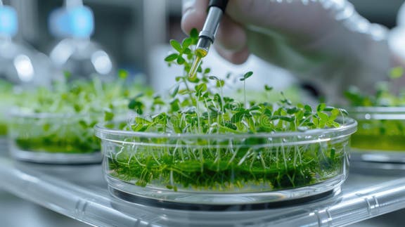 Microalgae Growing in Petri Dishes in Laboratory Setting Stock Photo ...