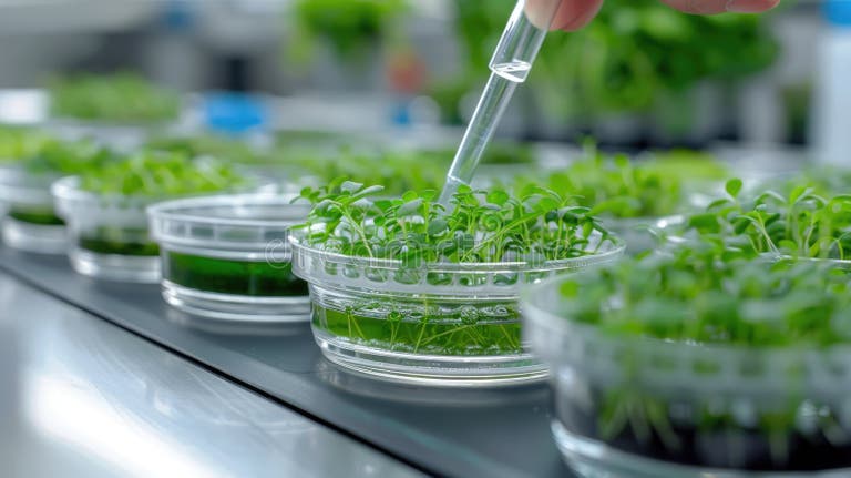 Microalgae Growing in Petri Dishes in Laboratory Setting Stock Photo ...