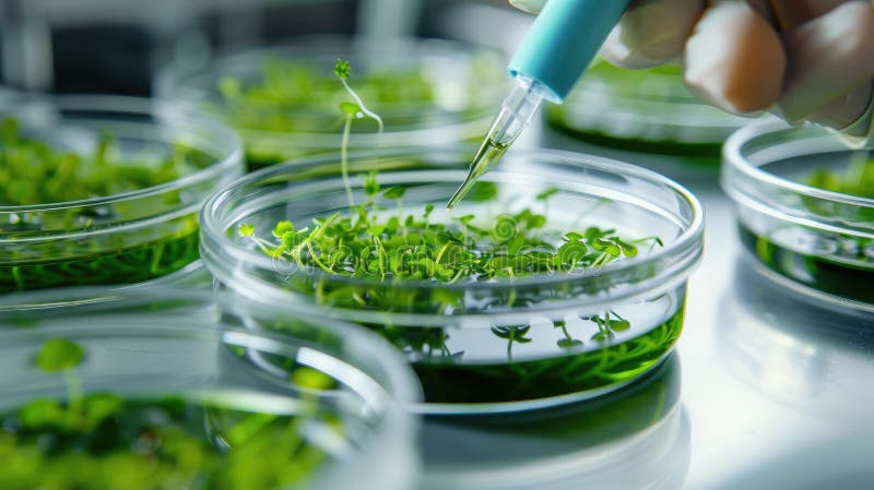 Microalgae Growing in Petri Dishes in Laboratory Setting Stock Photo ...