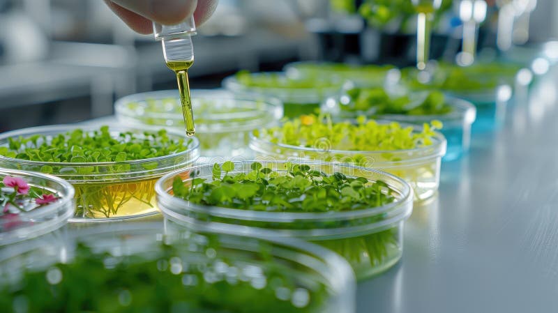 Microalgae Growing in Petri Dishes in Laboratory Setting Stock Photo ...