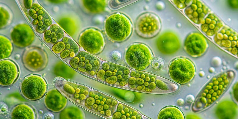Microalgae Under Microscopic View Green Algae Cyanobacteria ...