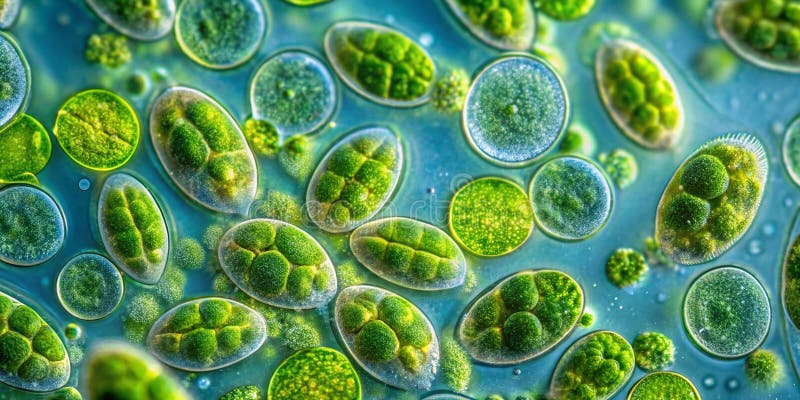Microalgae Under Microscopic View Green Algae Cyanobacteria ...