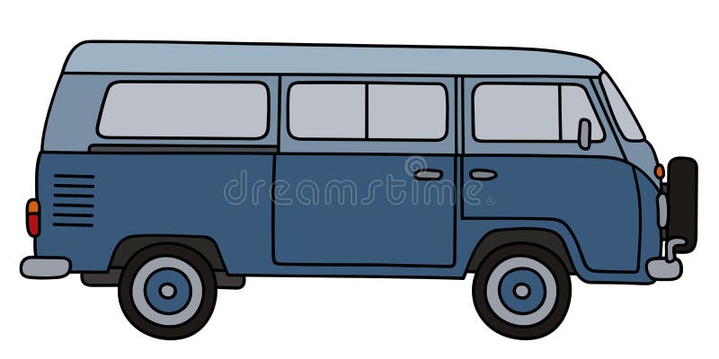 Frente Plano Del Estilo Del Minivan Del Ejemplo Azul Del Vector ...