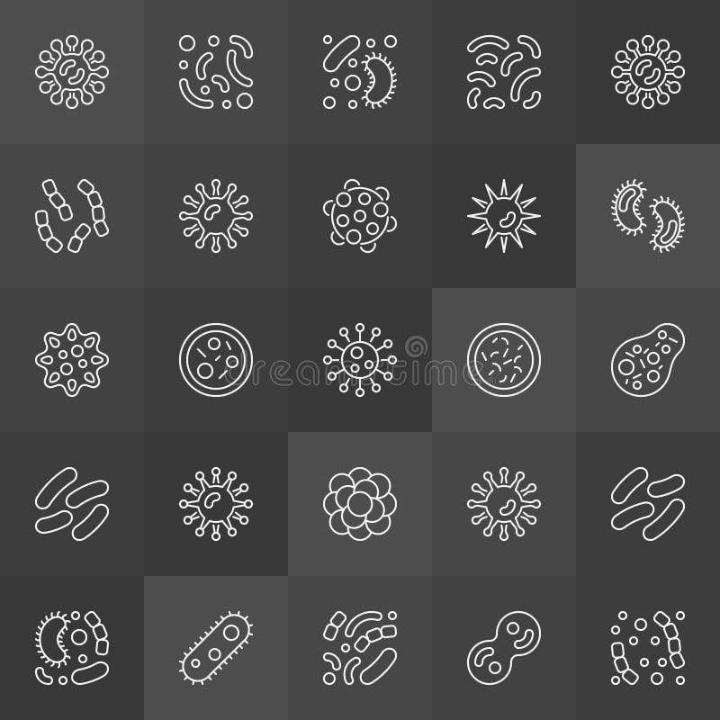 Microbe And Bacteria Vector Outline Icons Stock Vector - Illustration ...