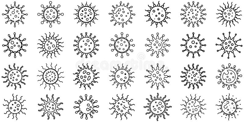 Microbe Icon. Set of Black Germ or Microbial Icons. Good for ...