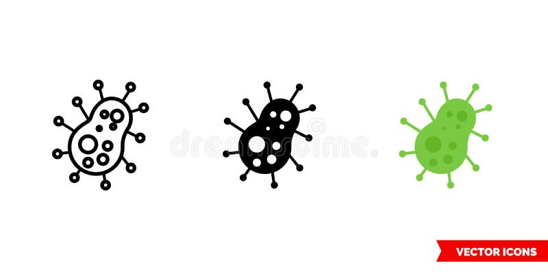 Microbe Icon of 3 Types. Isolated Vector Sign Symbol. Stock Vector ...
