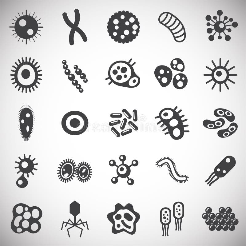 Microbe Icons Set on Background for Graphic and Web Design. Simple ...