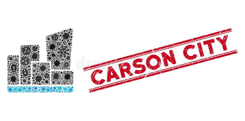 Pathogen Collage City Icon and Textured Carson City Seal with Lines ...