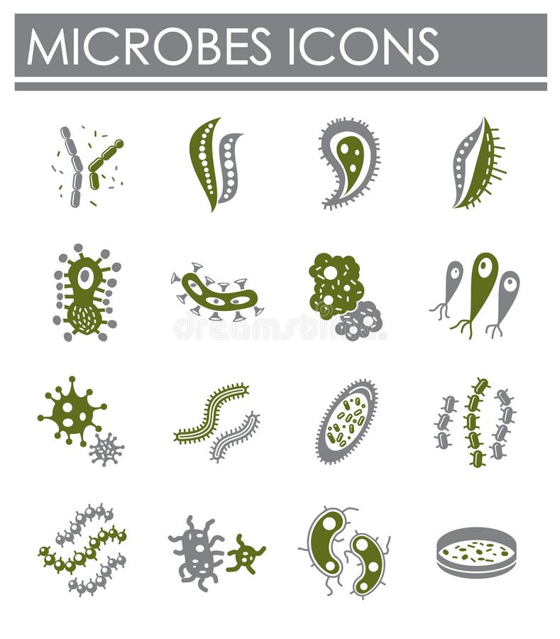 Microbe Related Icons Set on Background for Graphic and Web Design ...
