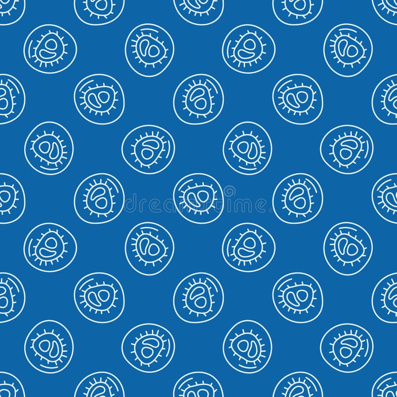 Microbe Vector Concept Blue Thin Line Seamless Pattern Stock ...