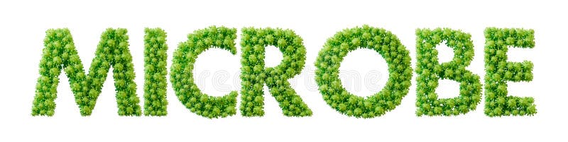 Microbe Word Made from Green Bacteria Cell Molecule Font. Health and ...