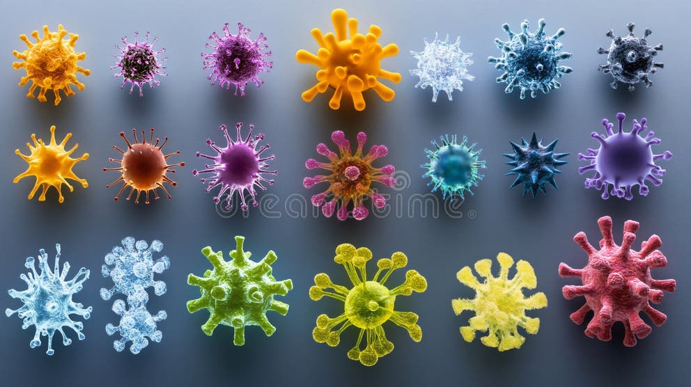 Microbes Collection Featuring Various Pathogen Cells Stock Image ...