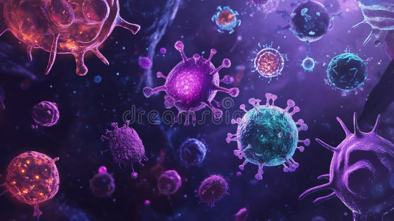 Microbes Collection Featuring Various Pathogen Cells Stock Photo ...