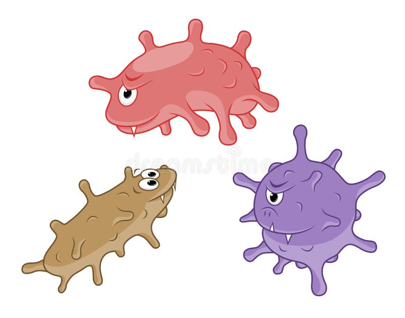 Microbes De Personnages De Dessin Animé Illustration de Vecteur ...