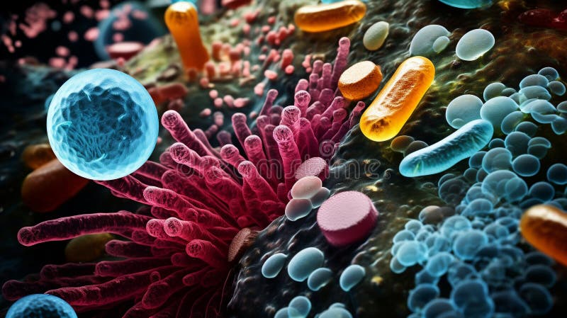 Microbes, Microorganisms, Viruses Under a Microscope. Stock ...