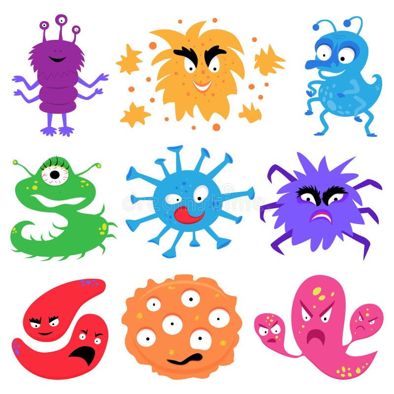 Microbes and Monsters Vector Set Stock Vector - Illustration of element ...