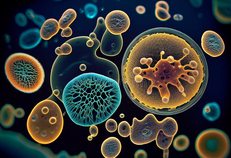 Microbes Under a Microscope. AI Generated Stock Illustration ...
