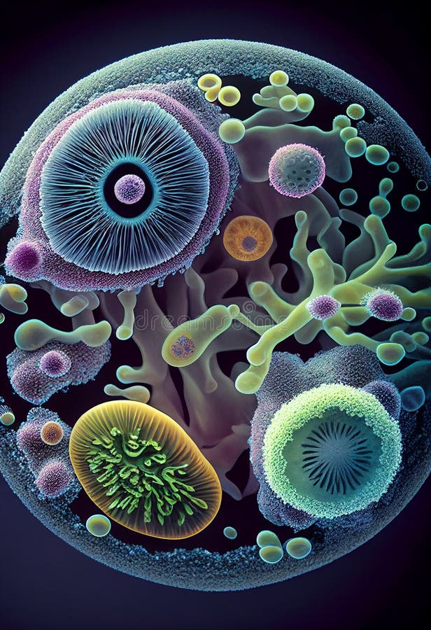 Microbes Under a Microscope. AI Generated Stock Illustration ...