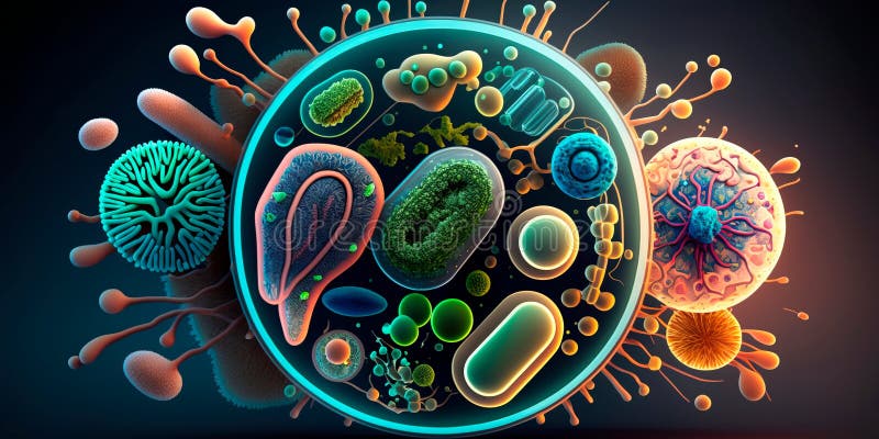 Microbes and Viruses To Study Their Structure and Evolution Generative AI Stock Illustration ...