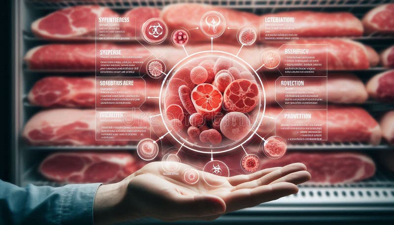 Microbial Analysis in Meat Safety Inspection Stock Illustration ...