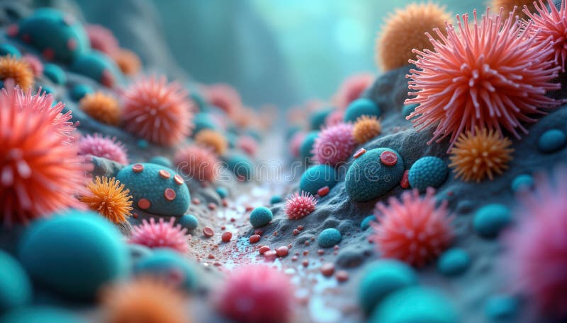 Microbial Eco Landscape. Colorful Microorganisms in Complex Interaction ...