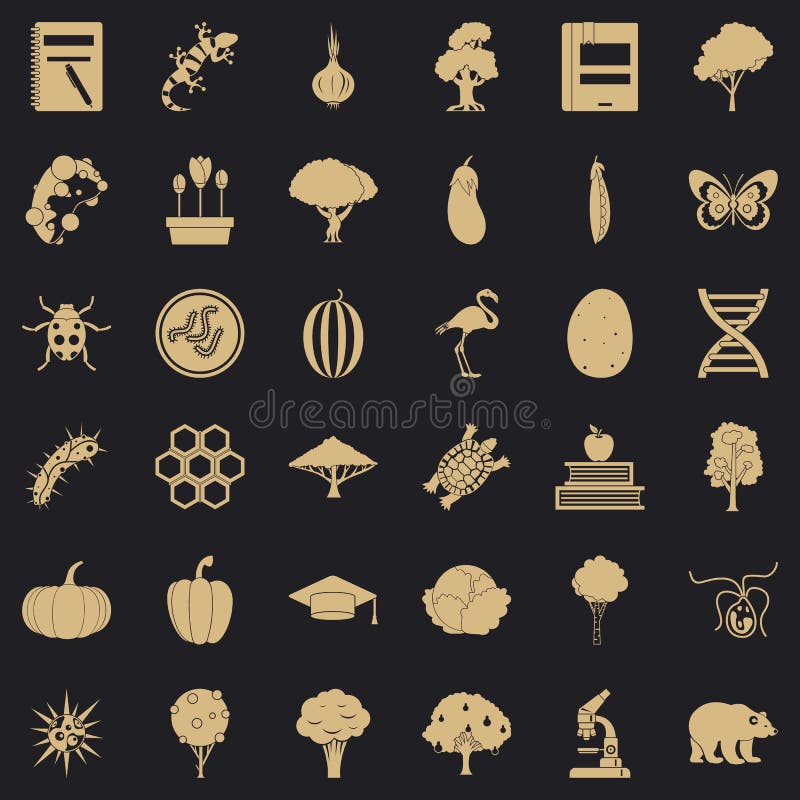 Microbial Icons Set, Simple Style Stock Vector - Illustration of ...