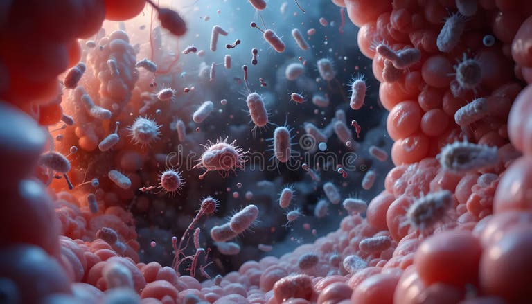 Microbial Invasion: Cellular Landscape Stock Illustration ...