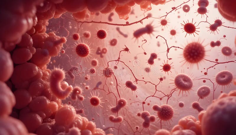Microbial Invasion stock illustration. Illustration of pink - 375703792
