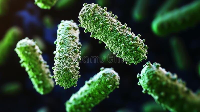 Microbial Life Depicted in Vibrant Detail Under a Microscope Stock ...