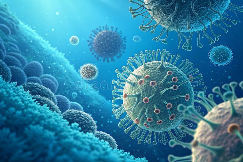 Microbial Life Forming Clusters with Organic Textures in Vibrant Blue ...