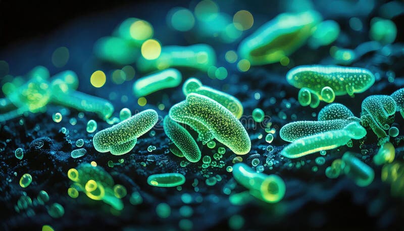 Microbial Microbes Life Teeming with Activity Under a Light Source in a ...
