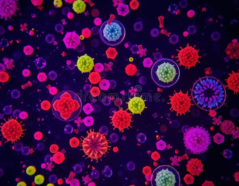 Microbial Spectacle: Vibrant Bacterial Colonies in Close-Up Stock Illustration - Illustration of ...