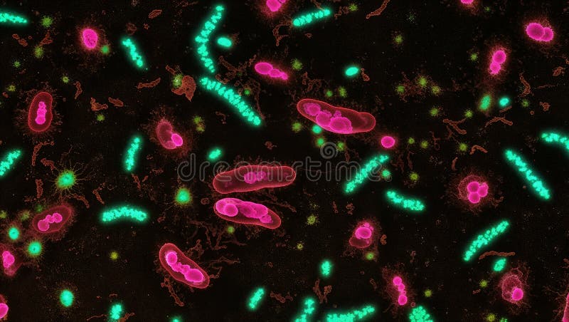 Microbial Universe: a Dynamic Tapestry of Life Stock Illustration ...