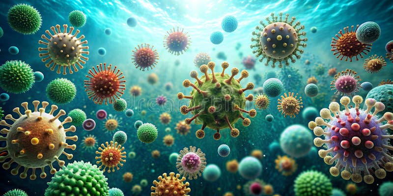 Microbial World Underwater Microorganisms AI-Generated Content Stock ...