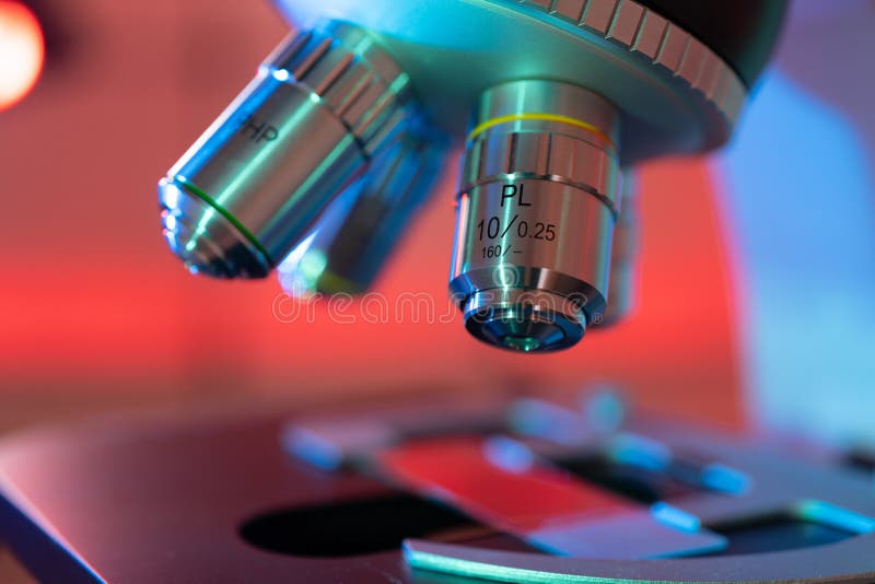 Microbiological Laboratory Microscope in Laboratory Interior Stock ...