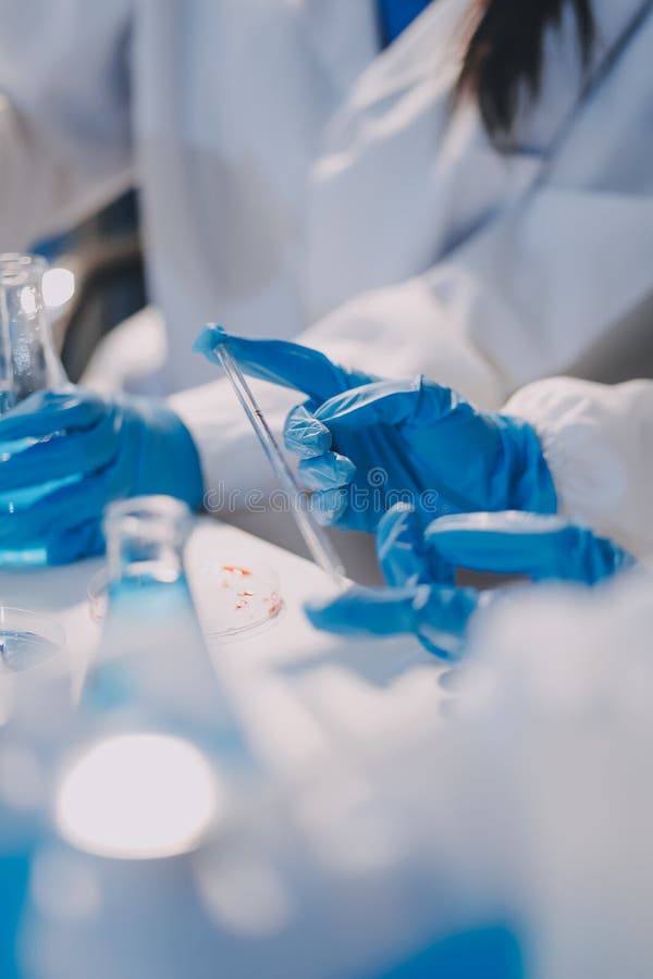 Microbiological Research with a Test Tube and Micropipette in Close -up ...