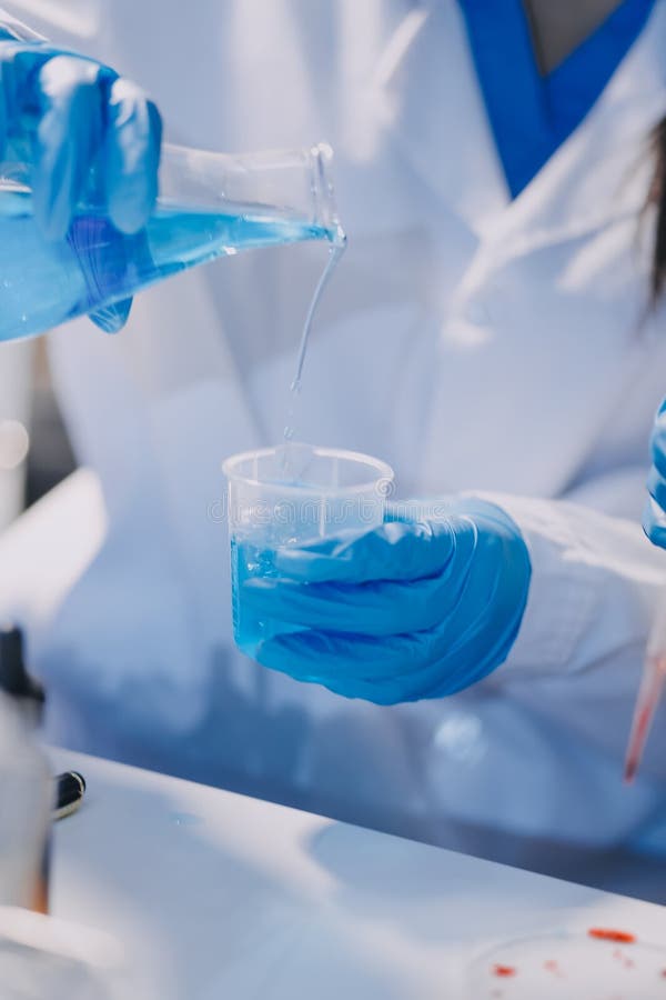 Microbiological Research with a Test Tube and Micropipette in Close -up ...
