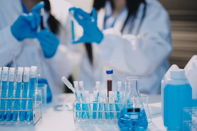 Microbiological Research with a Test Tube and Micropipette in Close -up ...